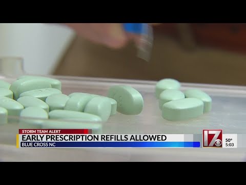 Blue Cross Blue Shield NC allowing early prescription refills during State of Emergency over winter