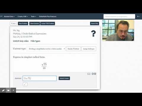 Using the Square Root Symbol/ Fraction - DeltaMath