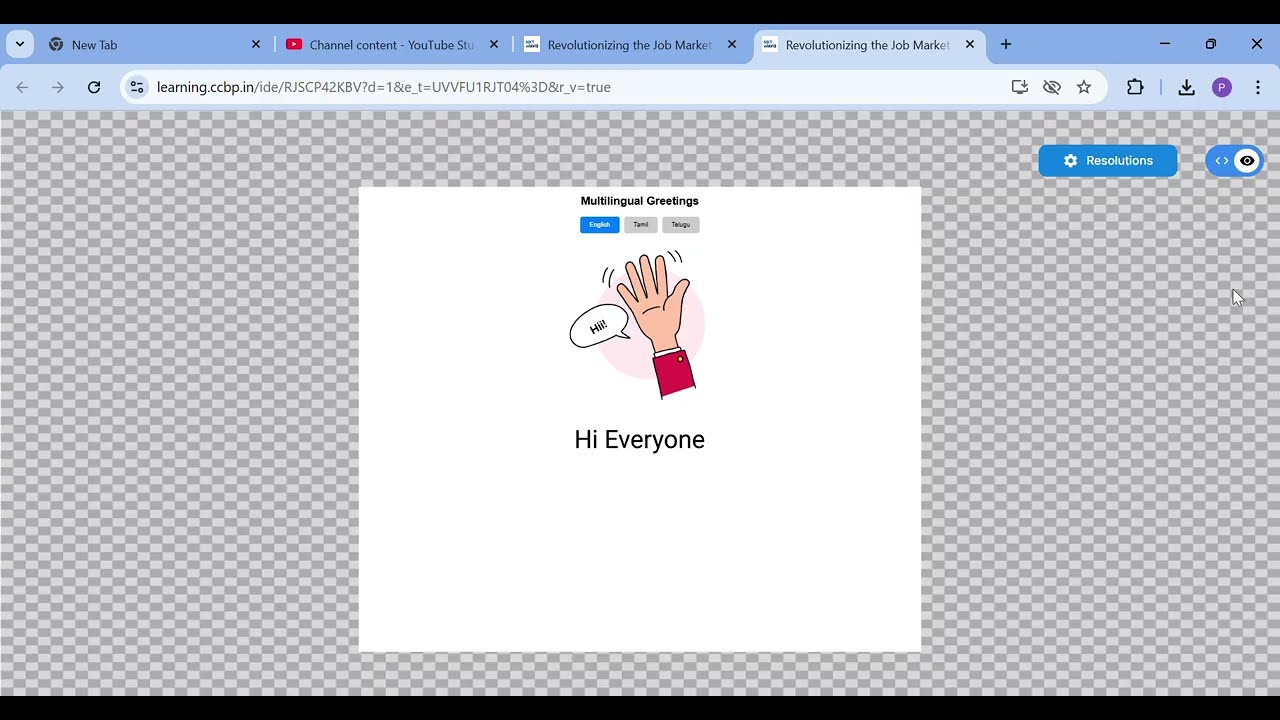 Multilingual Greetings | Interview Mock Test - 1A | React.js | CCBP 4.0 | All test cases Passed.