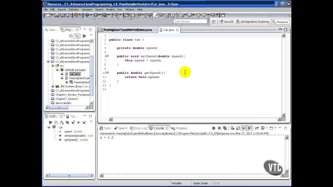 Advanced Java tutorial - Passing Data Types to a Method