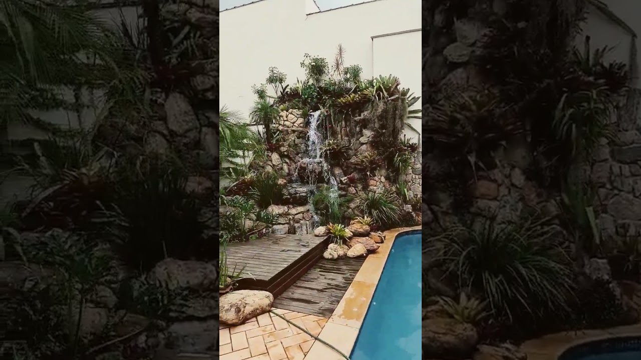 Piscina com Cascatas e Paisagismo #paisagismo #cascatas
