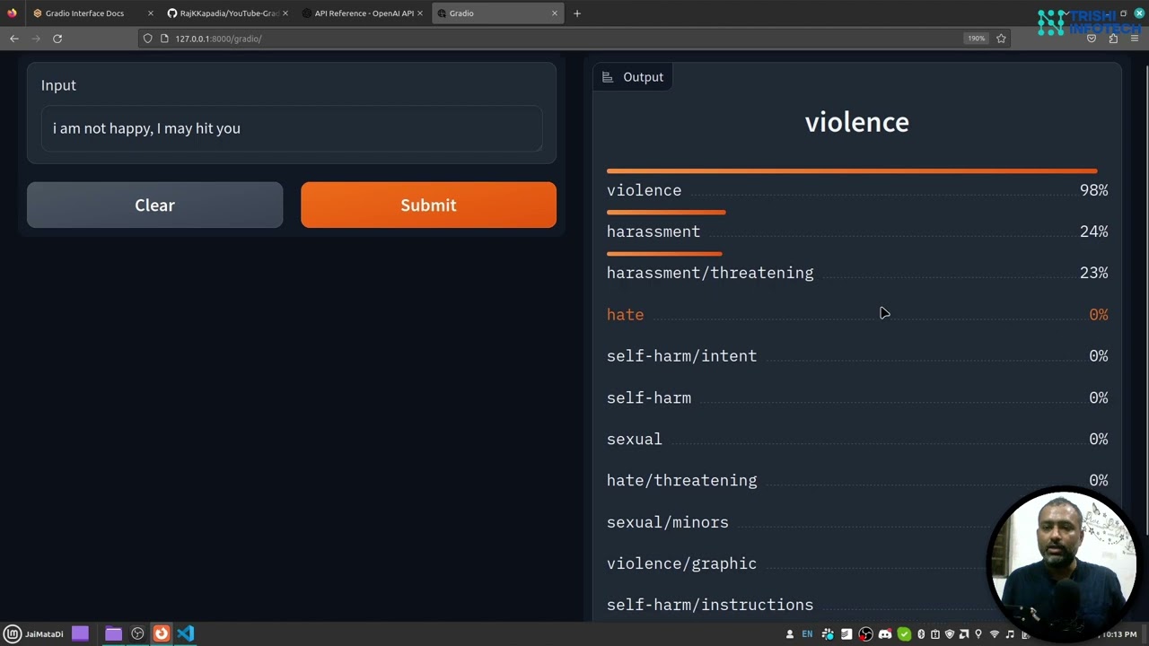 OpenAI's Moderation API with GUI | Openai | Gradio | Python