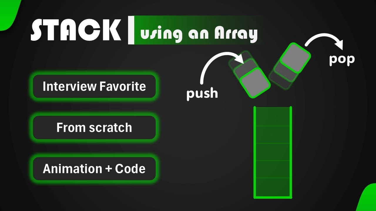 Implementing stack using array in C++ | Animated explanation | Coddict