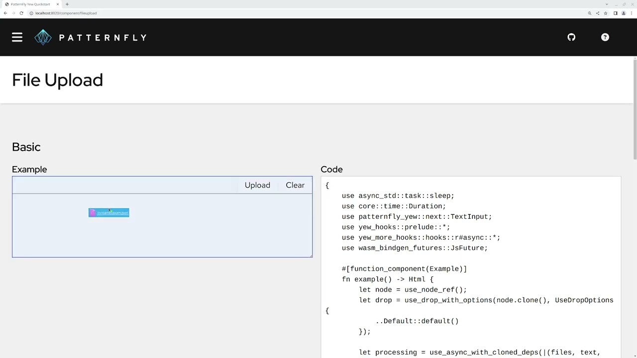 PatternFly Yew File Upload (first attempt)