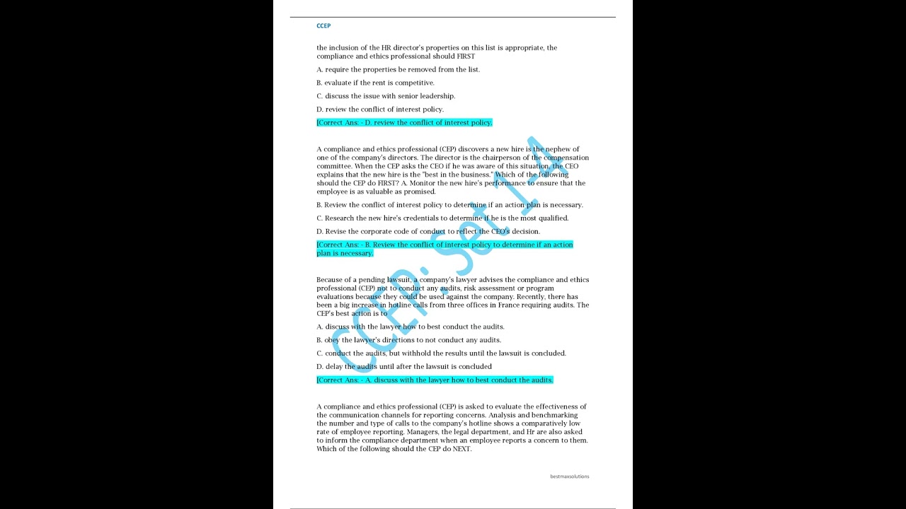 Certified Compliance And Ethics Professional CCEP; Set 1 4 Certification Study Resources + 120 Q&A