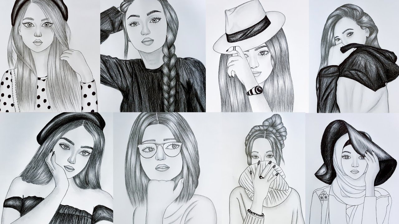 8 easy girl drawing ideas (part 5) || Pencil sketch Tutorials || Hridoy Drawing Academy