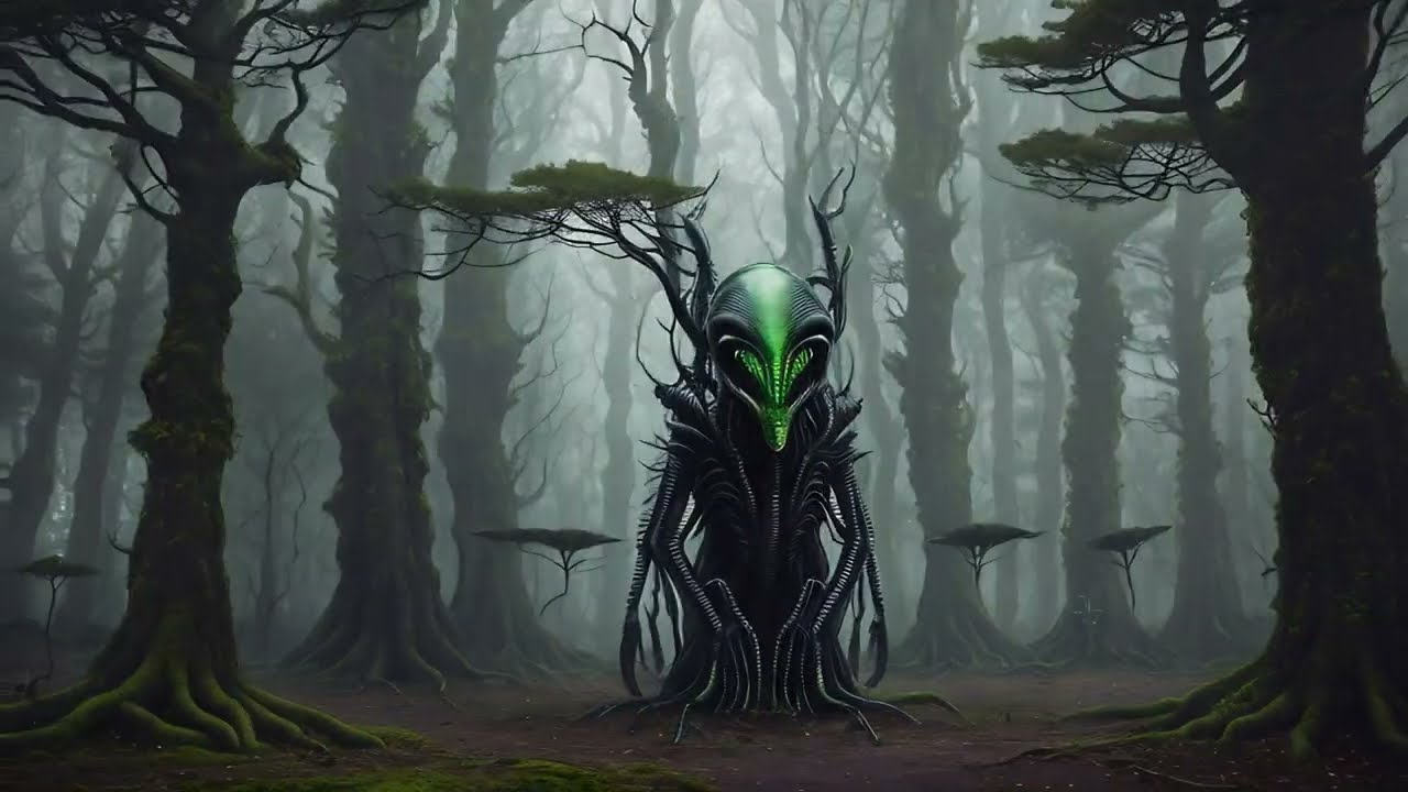 Free Stock Videos - AI animation - deep dark fantasy alien forest