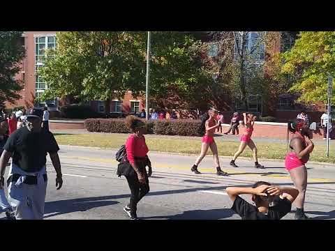 Pink-colored dance uniformed paraders at NCCU Homecoming Parade (Amateur Video)