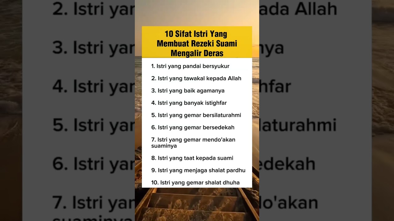 10 Sifat Istri Yang Membuat Rezeki Suami Mengalir Deras #ilmurumahtangga #quotes #suamiistri