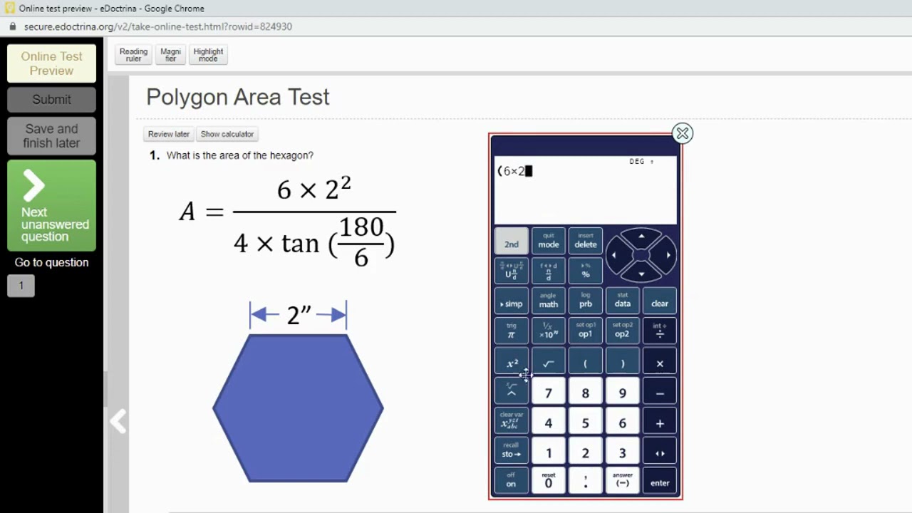 Area of a Polygon with eDoctrina Scientific Calculator Tan Function