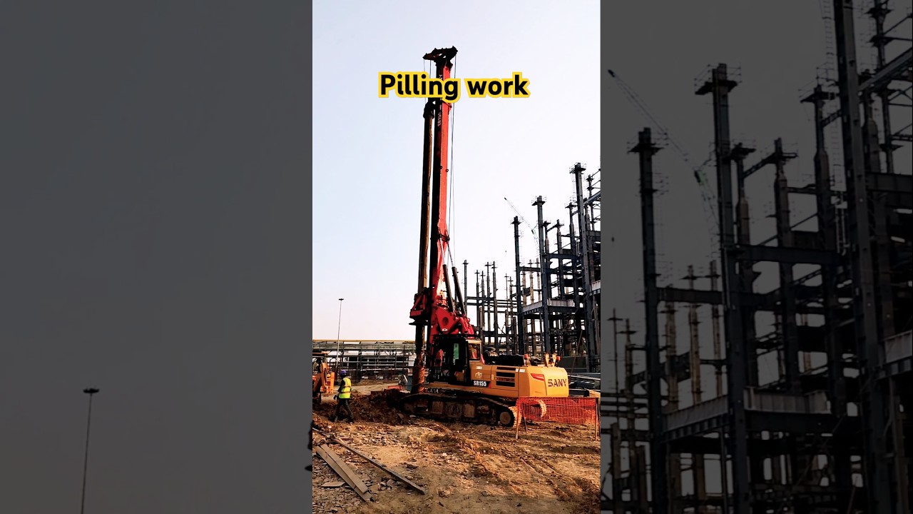 Piles Bor Pilling work progress 💥🔥🔥💥#piles #construction #safety  #pilling