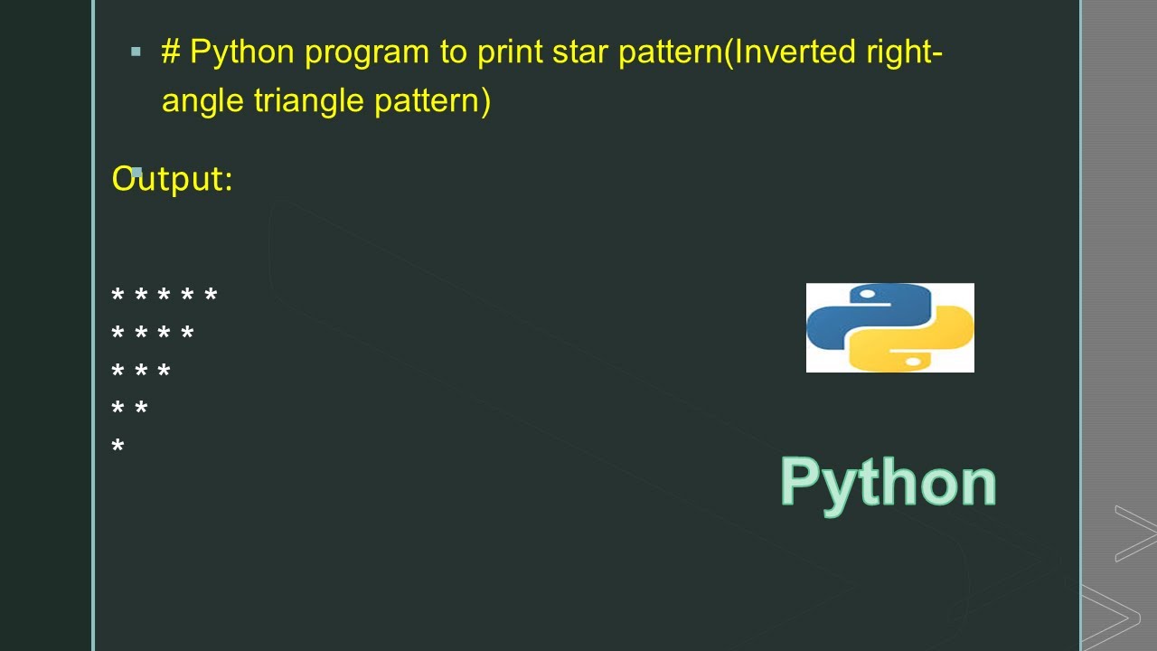 # Python program to print star pattern(Inverted right- angle triangle pattern)