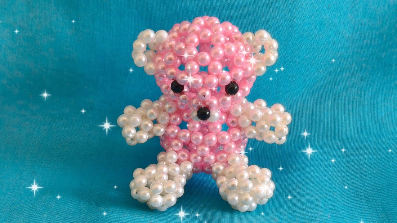 How to Make a Beaded Teddy Bear🧸 Part-1 | 3D Beaded Teddy Bear Tutorial | Pearl Bead keychain craft