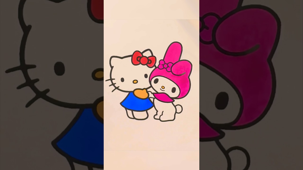 Coloring Hello Kitty with My Melody | Coloring page