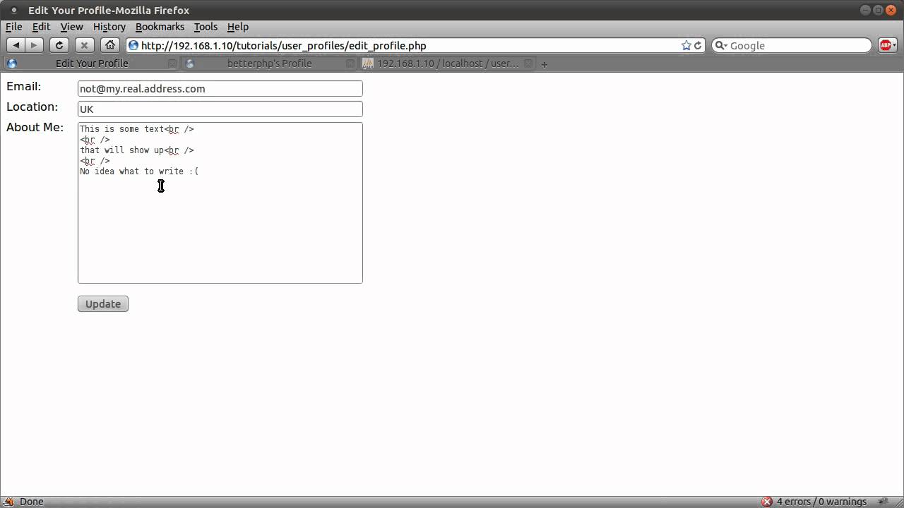 PHP Tutorial: User Profiles [part 03]