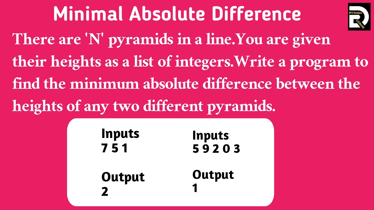 MINIMAL ABSOLUTE DIFFERENCE || IDP Practice || with neat and clear explanation || DR python coding