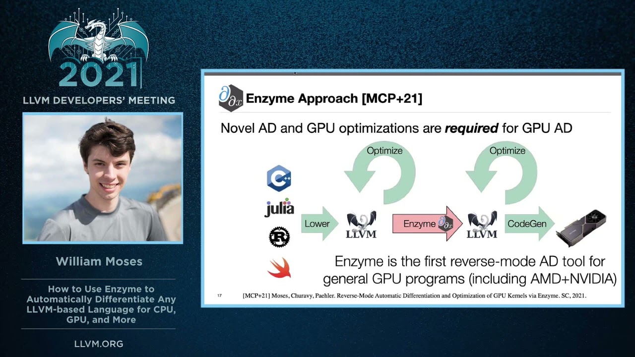 2021 LLVM Dev Mtg “How to Use Enzyme to Automatically Differentiate Any LLVM-based Language for...”