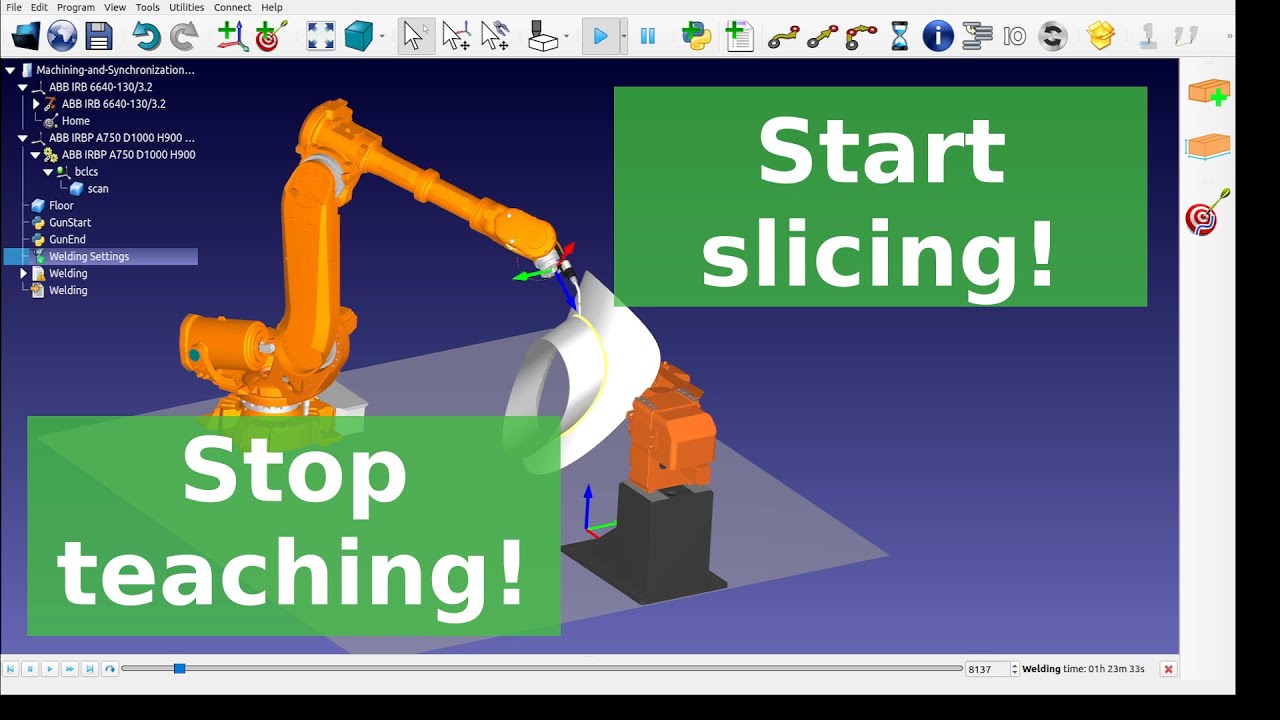 weldslicer - automatic robot programming multilayer/multipass welding - simulation details