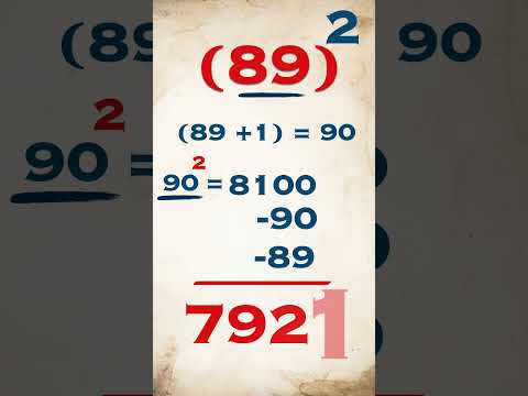 Square Trick | square of number with unit digit 9 | square of 89 | #shorts | #short #viral