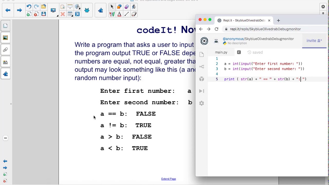 CSP Unit2 Comparison Operators Pt 3 CODE IT NOW