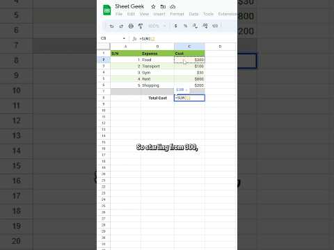 How to use the SUM function in Google Sheets🤓 #exceltips #googlesheets #spreadsheets #googleexcel