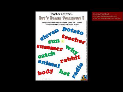 Syllables Worksheets Introduction - Differentiated Learning.