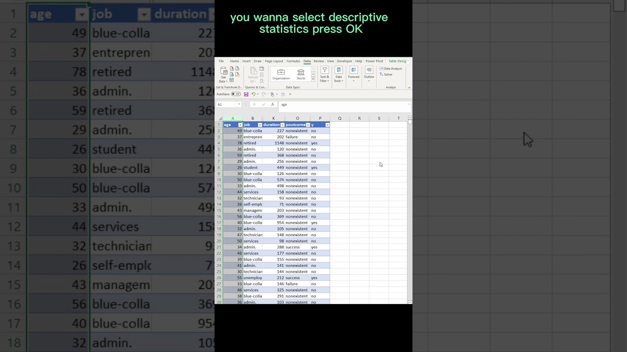 Data Analysis Excel Descriptive Statistics Tutorial
