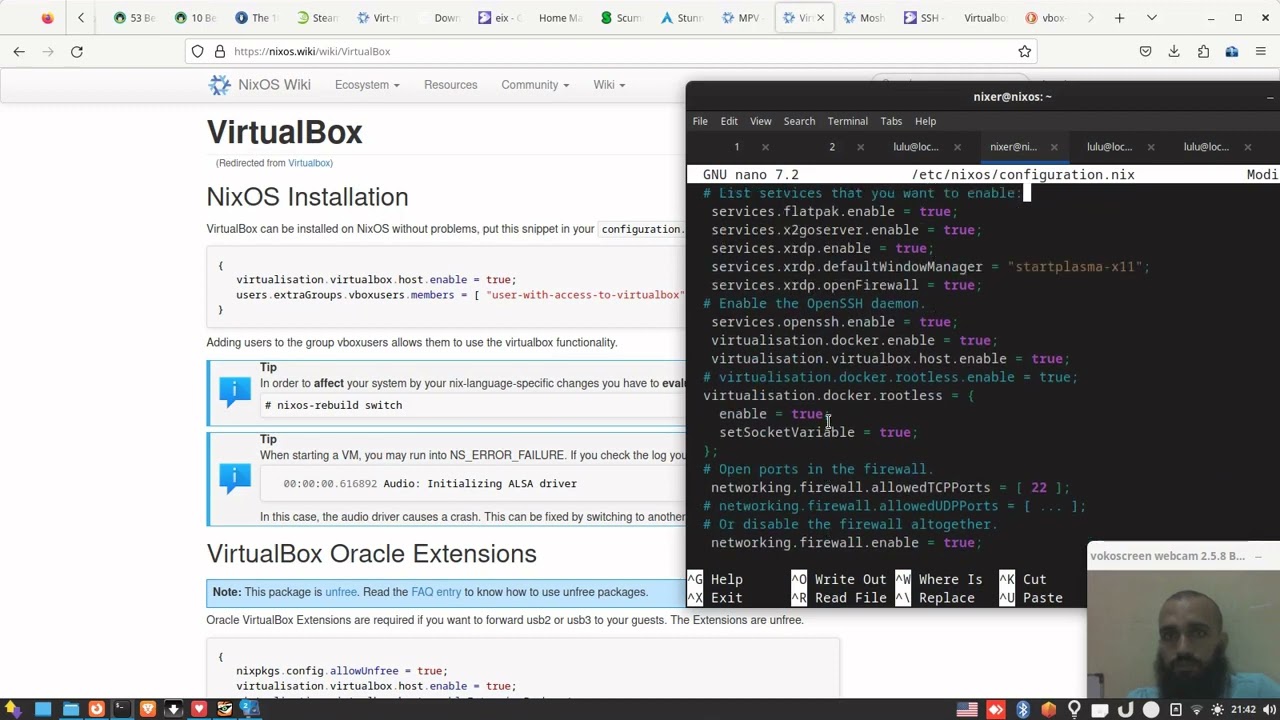Virtualbox installation on nixOS