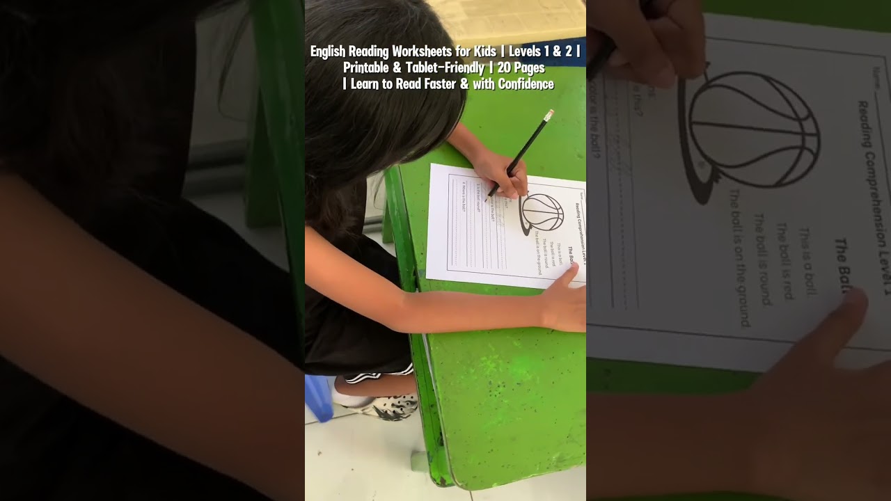 English Reading Worksheets for Kids | Levels 1 & 2 | Printable & Tablet-Friendly | 20 Pages  | Learn