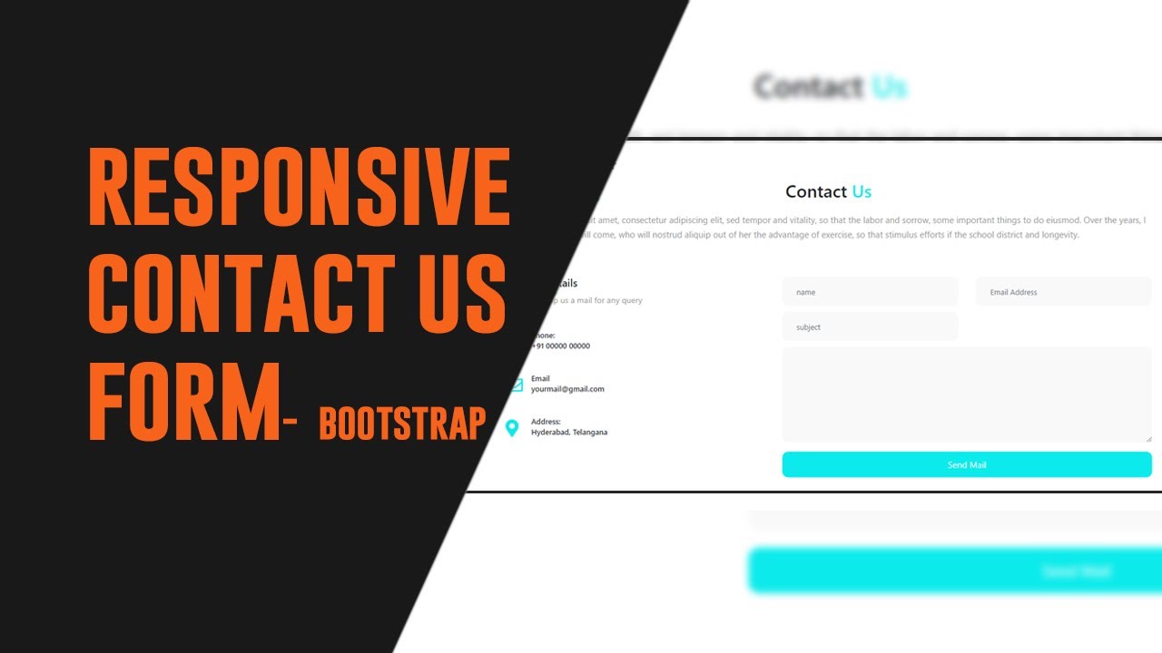 Responsive Contact Us Form using only HTML, CSS & Bootstrap