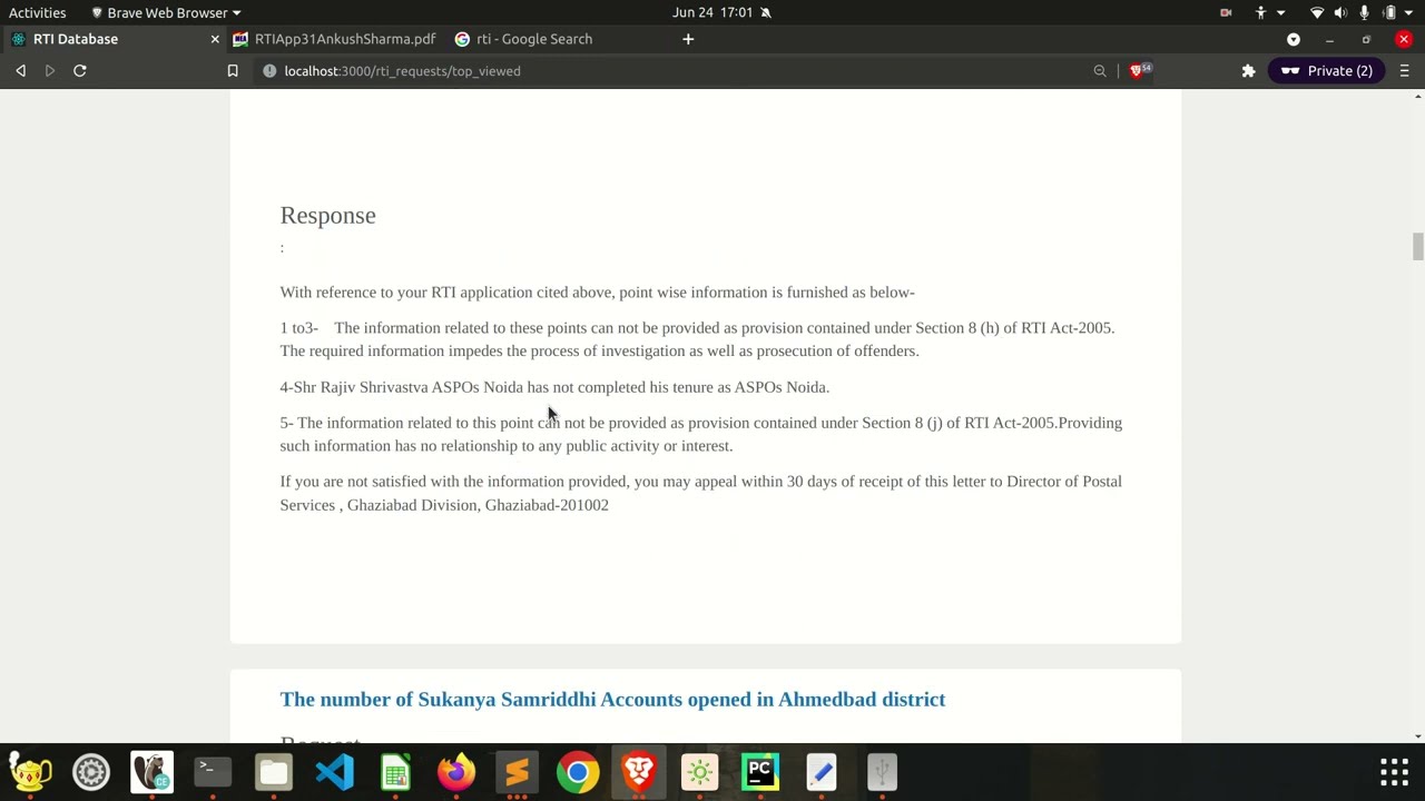 GitHub - vinayakcs/RTIDatabase: Right to information act from Government of India is an attempt ...