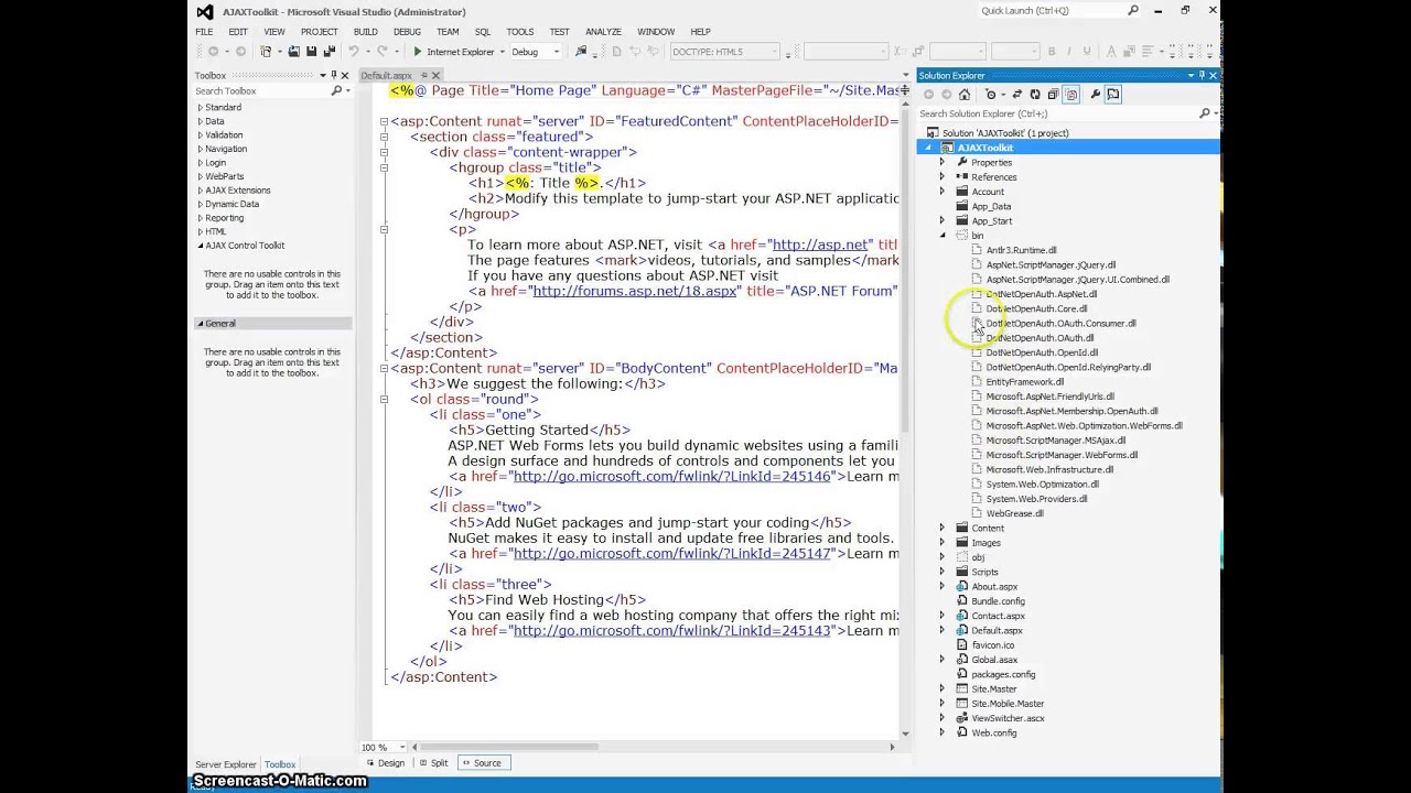 Adding The AJAX Control Toolkit