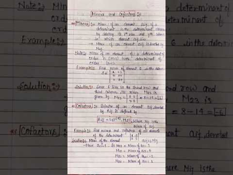 Minors and cofactors of a determinant