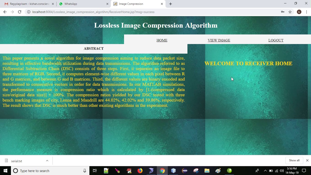 A Lossless Image Compression Algorithm using Differential Subtraction Chain Java Project