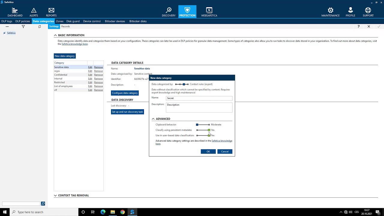 Safetica ONE: User-based classification