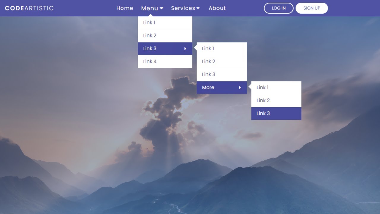 Responsive Navigation Bar With Multi-level Dropdown Using  HTML & CSS