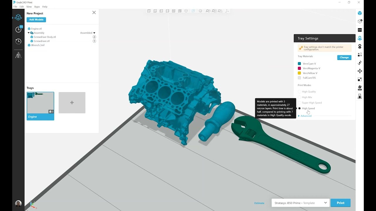 Stratasys Academy | GrabCAD Print: Tray Settings