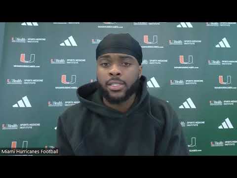 Mishael "Meesh" Powell, Miami DB, talks with media ahead of road trip to Cal
