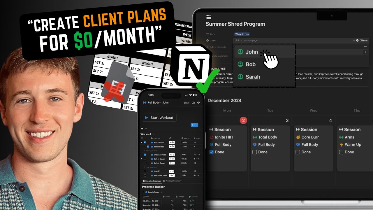 How to Create, Share & Track Training Plans with Clients Using Notion | PRO COACH Template Guide