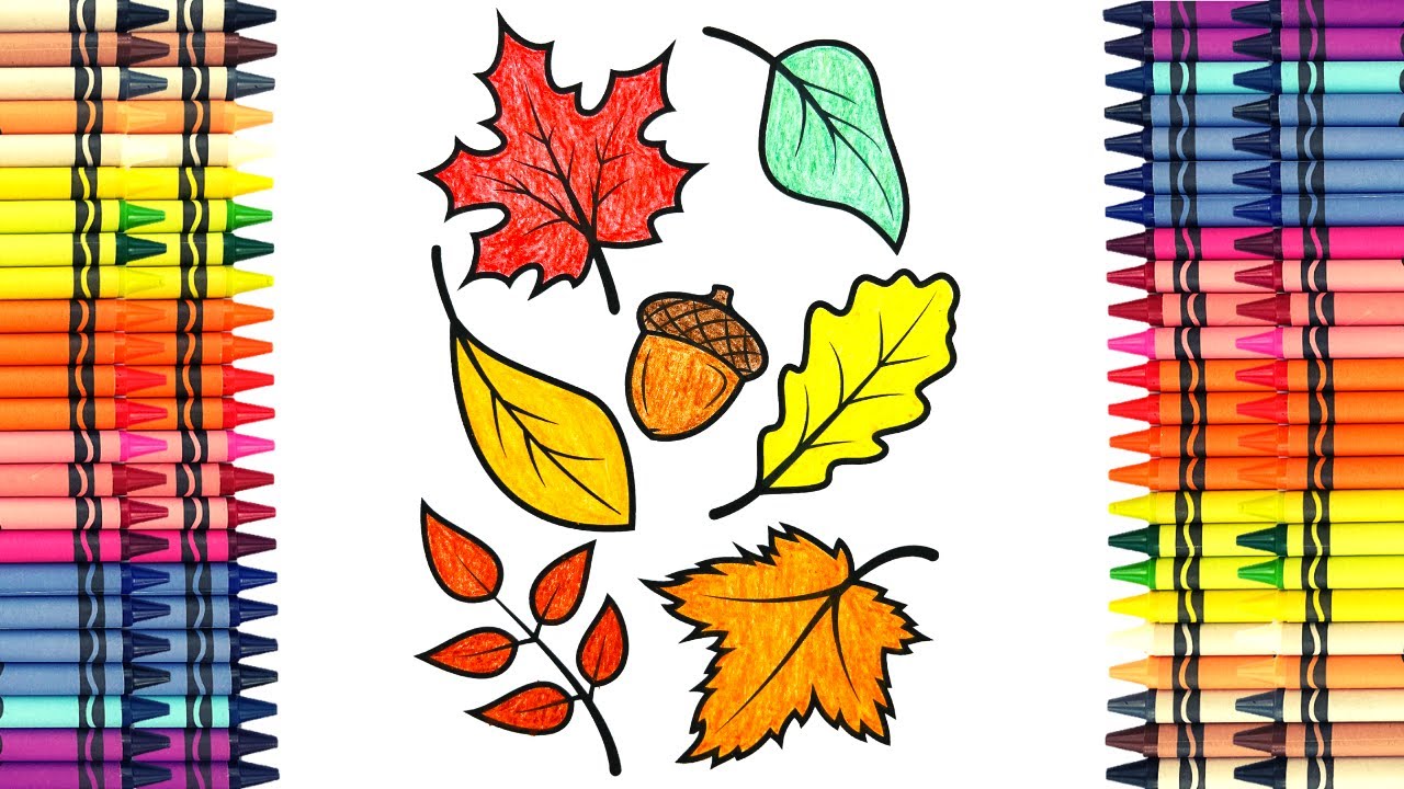 Coloring Fall Leaves Coloring Book Page