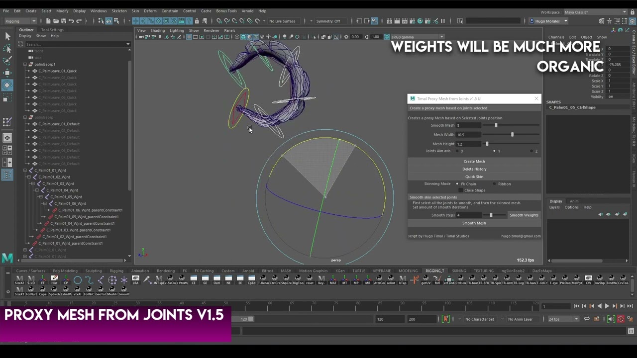 Maya python script Proxy Mesh From Joints