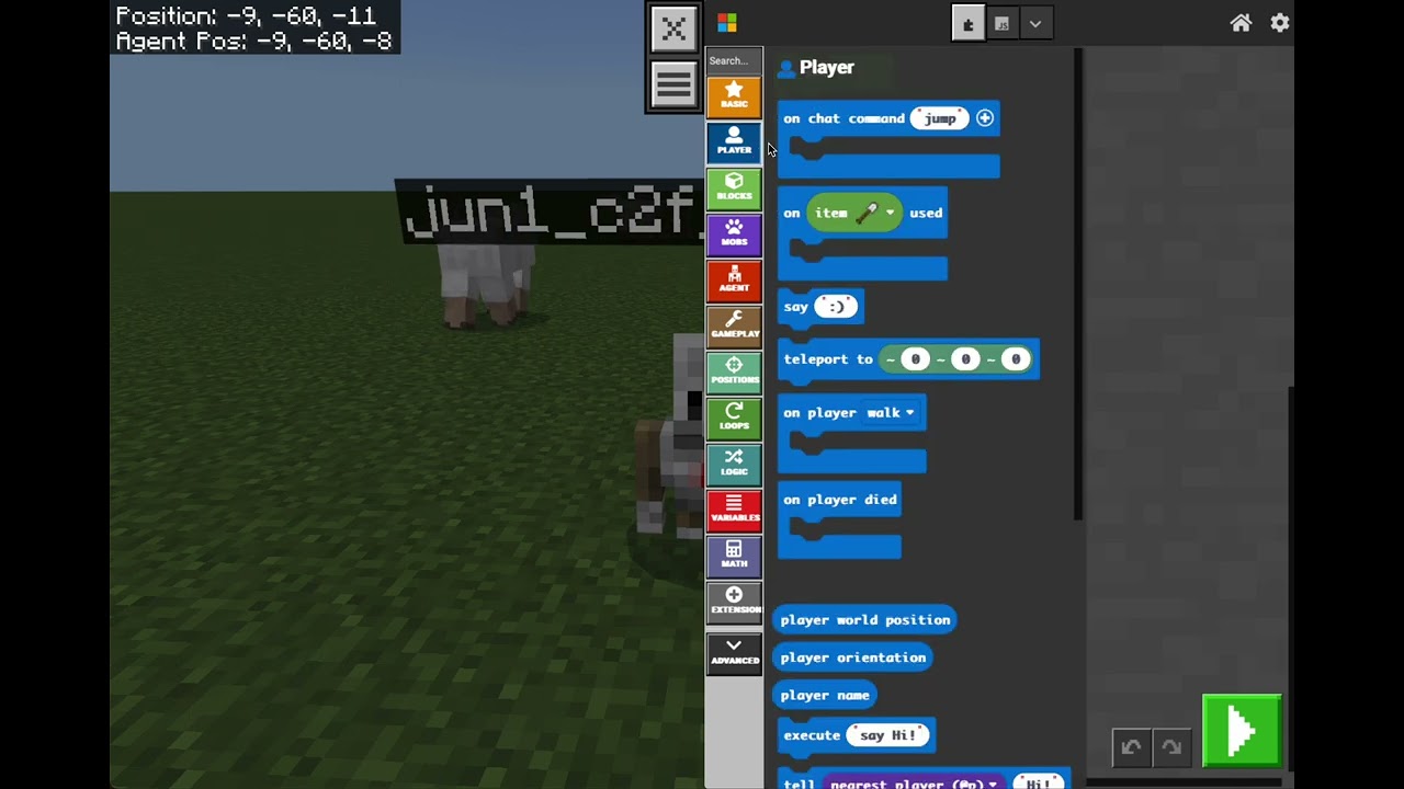 Minecraft Education - Opening the Code Builder