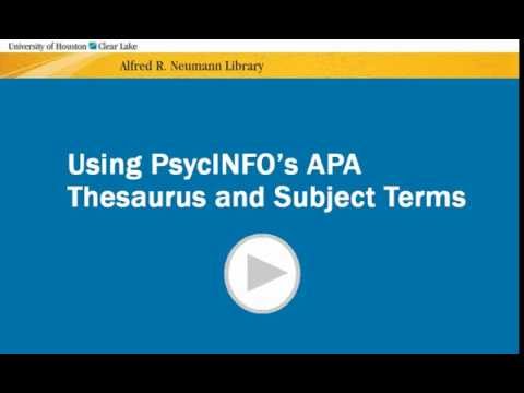 Using PsycINFO's APA Thesaurus and Subject Terms