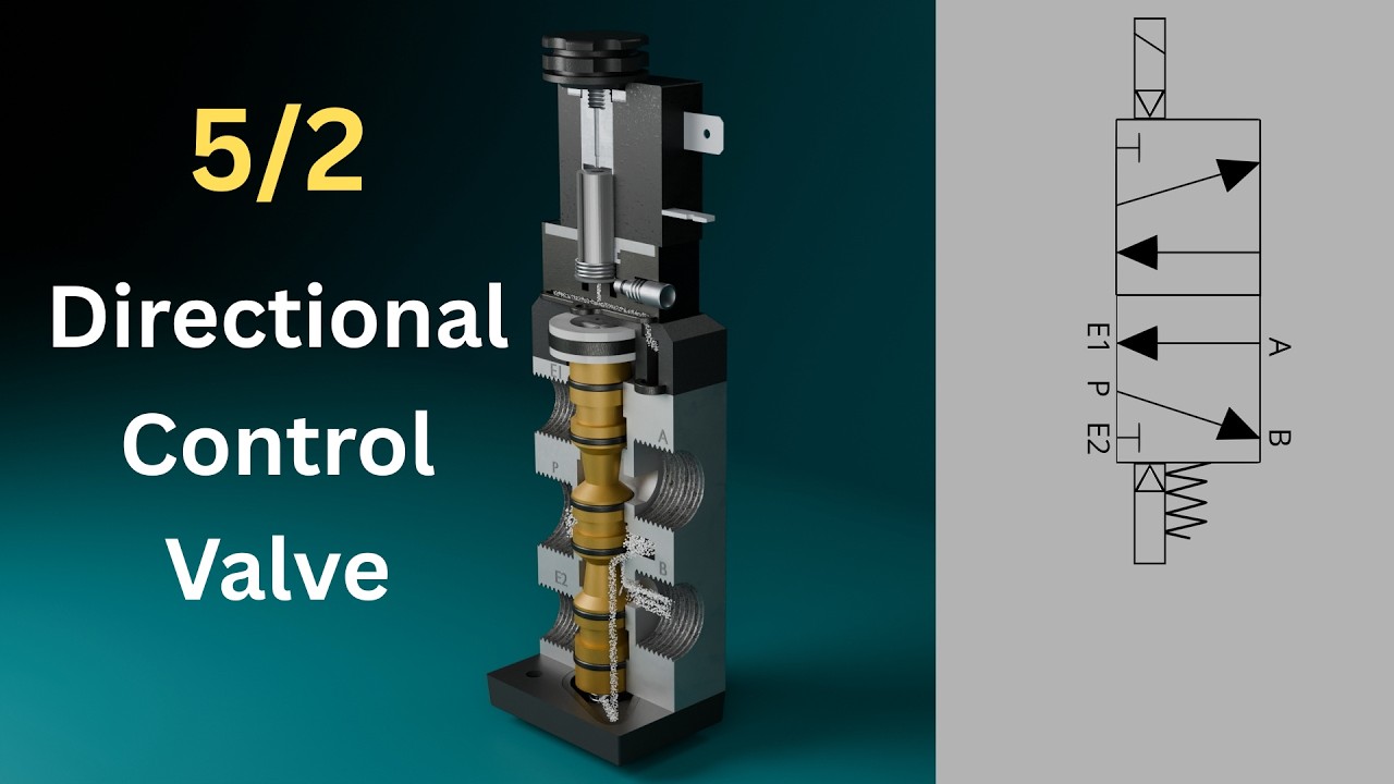 How a 5/2 Directional Control Valve Works (with 3D Animation)