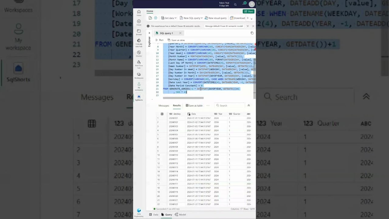 Creating a Dynamic Date Dimension for Microsoft Fabric