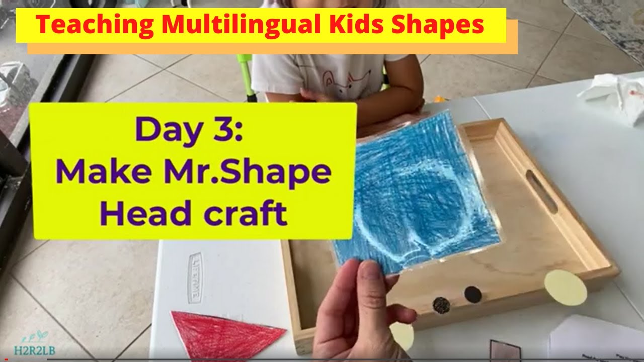 Mr. Shape Head craft. Activity to teach SHAPES and vocabulary to multilingual toddlers