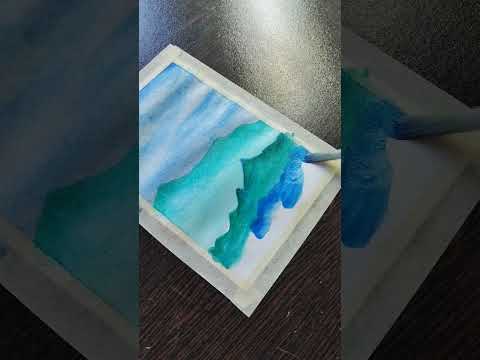 easy watercolor scenery drawing #short #trend #viral #google #2024 #scenery