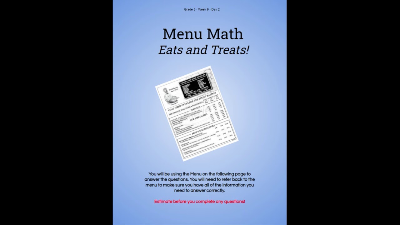 Menu Math Adding Decimals - Google Slides