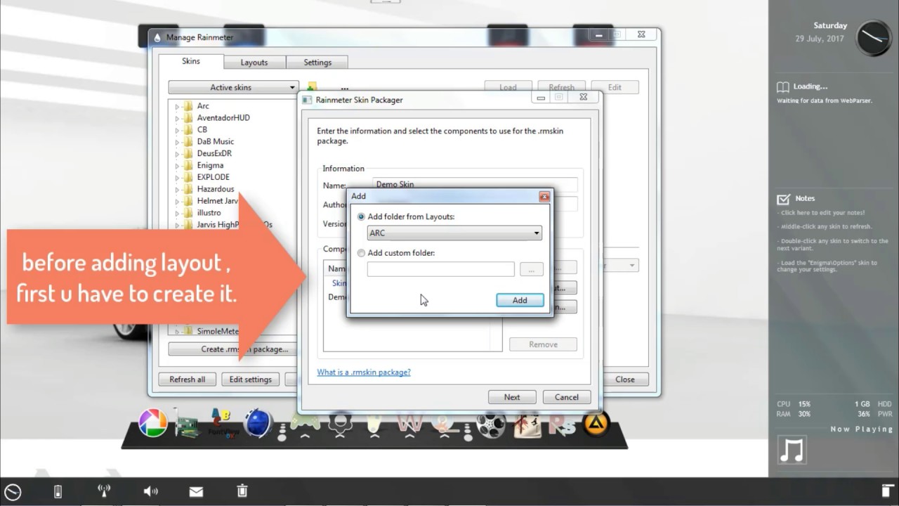 How to create a rmskin package Rainmeter