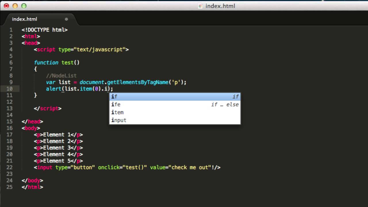 Javascript Tutorial - DOM using Nodes and removing elements